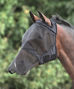 Shires Fine Mesh Fly Mask with Ear Holes and Nose - Iron Horse
